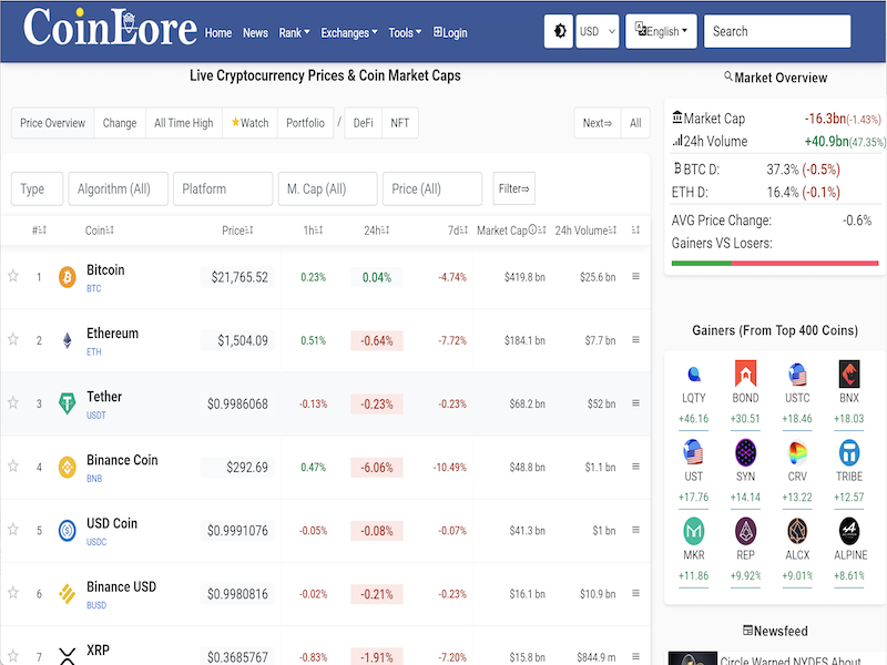 CoinLore Crypto Prices Windows 11 download