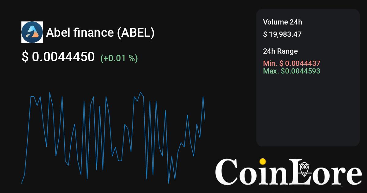 Abel finance Price, Chart, Market Cap, ABEL Coin Essentials | CoinLore