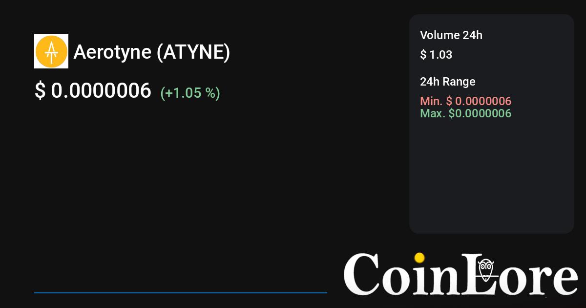 Aerotyne Price, Chart, Market Cap, ATYNE Coin Essentials | CoinLore