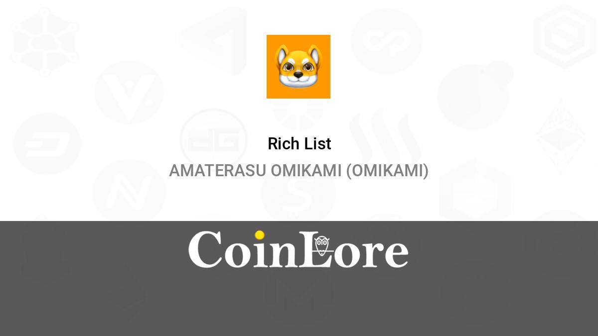 AMATERASU OMIKAMI Rich List - Top 100 Addresses | CoinLore