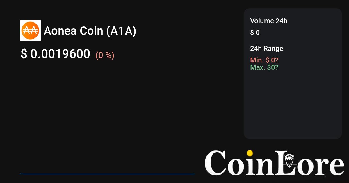 Aonea Coin Price, Chart, Market Cap, A1A Coin Essentials | CoinLore