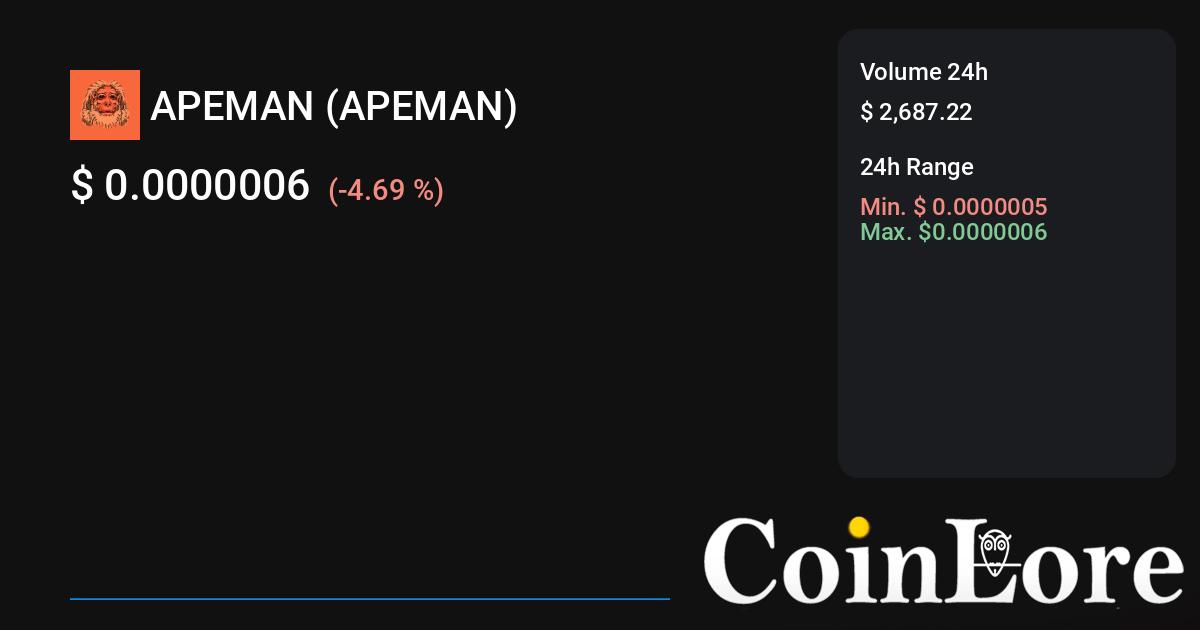 APEMAN Price, Chart, Market Cap, APEMAN Coin Essentials | CoinLore