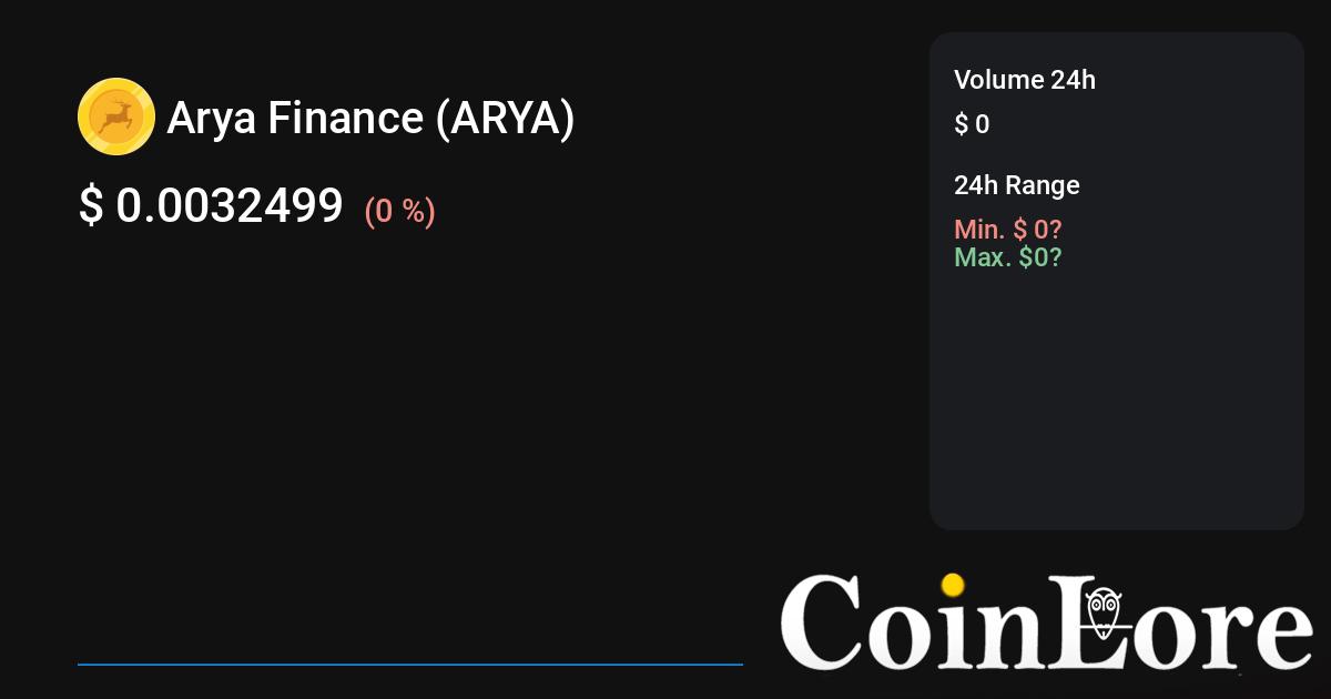 Arya Finance Price, Chart, Market Cap, ARYA Coin Essentials | CoinLore