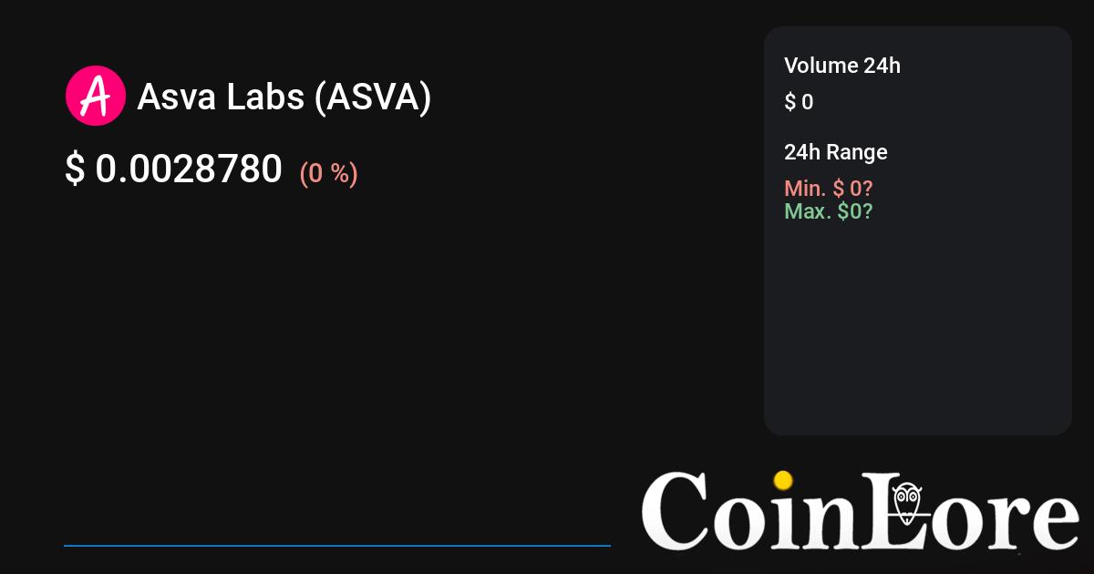 Asva Labs Price, Chart, Market Cap, ASVA Coin Essentials | CoinLore