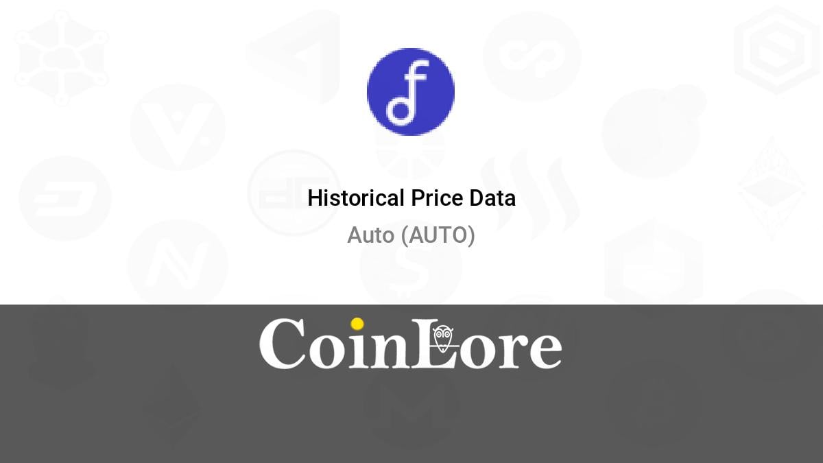 Auto (AUTO) Historical Prices | CoinLore