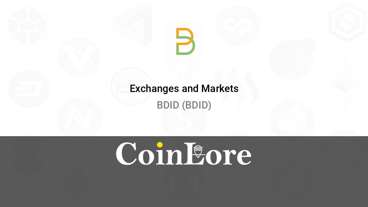 BDID (BDID) Exchanges - Where to Buy,Sell,Trade | CoinLore