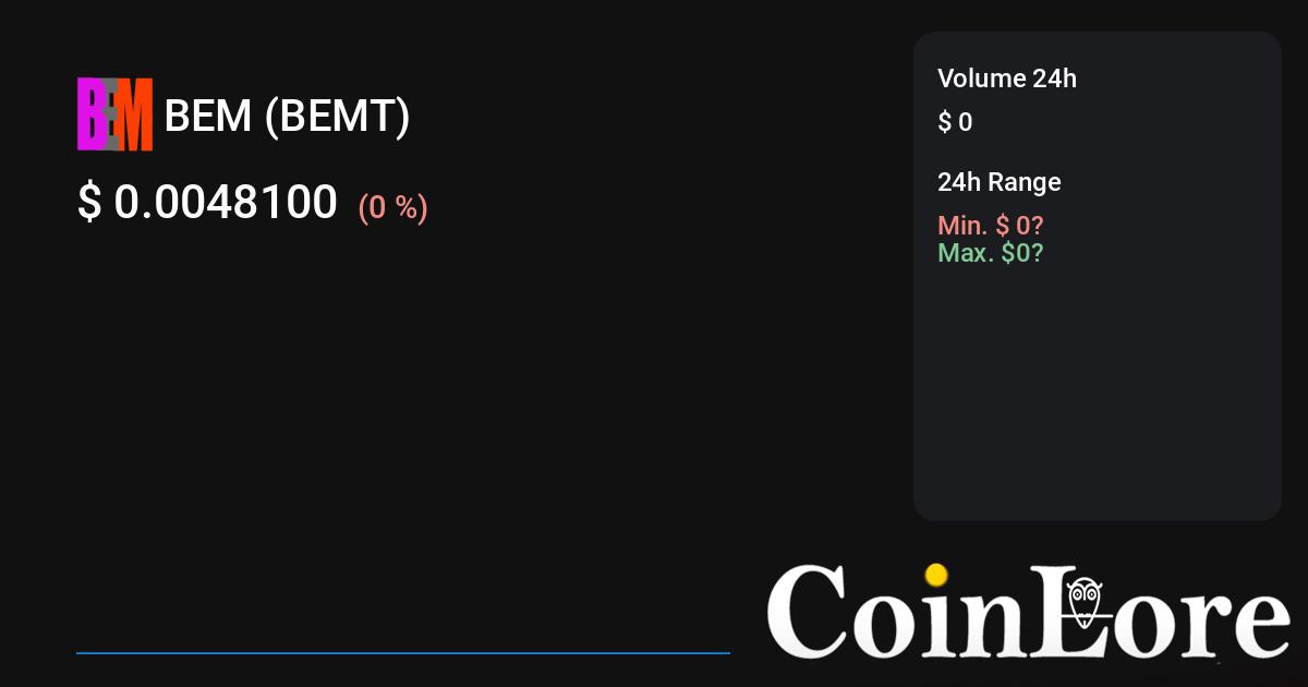 BEM Price, Chart, Market Cap, BEMT Coin Essentials | CoinLore