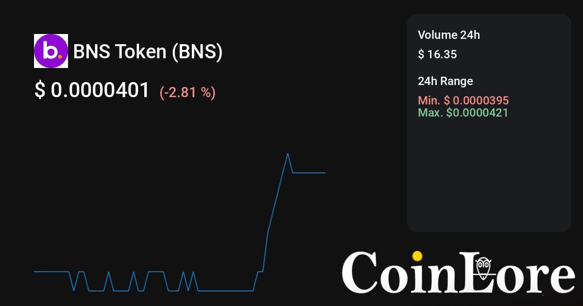 BNS Token Price, Chart, Market Cap, BNS Coin Essentials | CoinLore