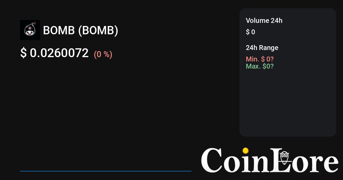 BOMB Price, Chart, Market Cap, BOMB Coin Essentials | CoinLore