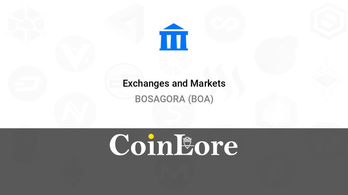 BOSAGORA (BOA) Exchanges - Where to Buy,Sell,Trade | CoinLore