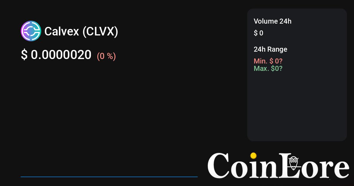 Calvex Price, Chart, Market Cap, CLVX Coin Essentials | CoinLore