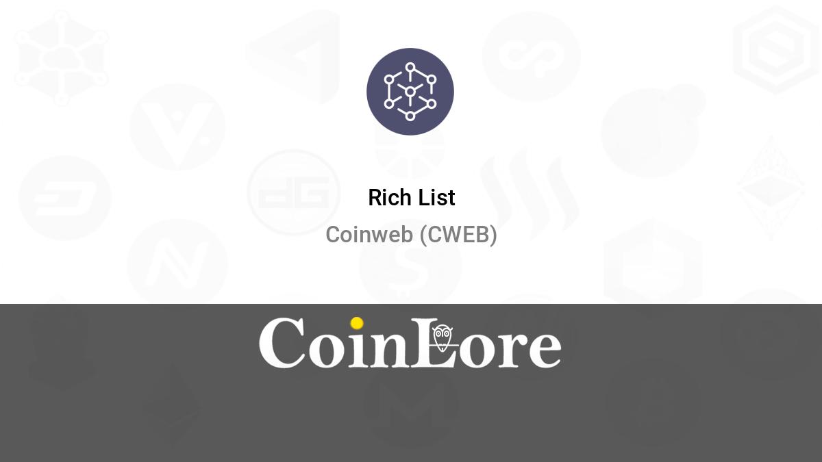 Coinweb Rich List - Top 100 Addresses | CoinLore