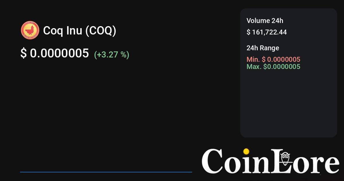 Coq Inu Price, Chart, Market Cap, COQ Coin Essentials | CoinLore