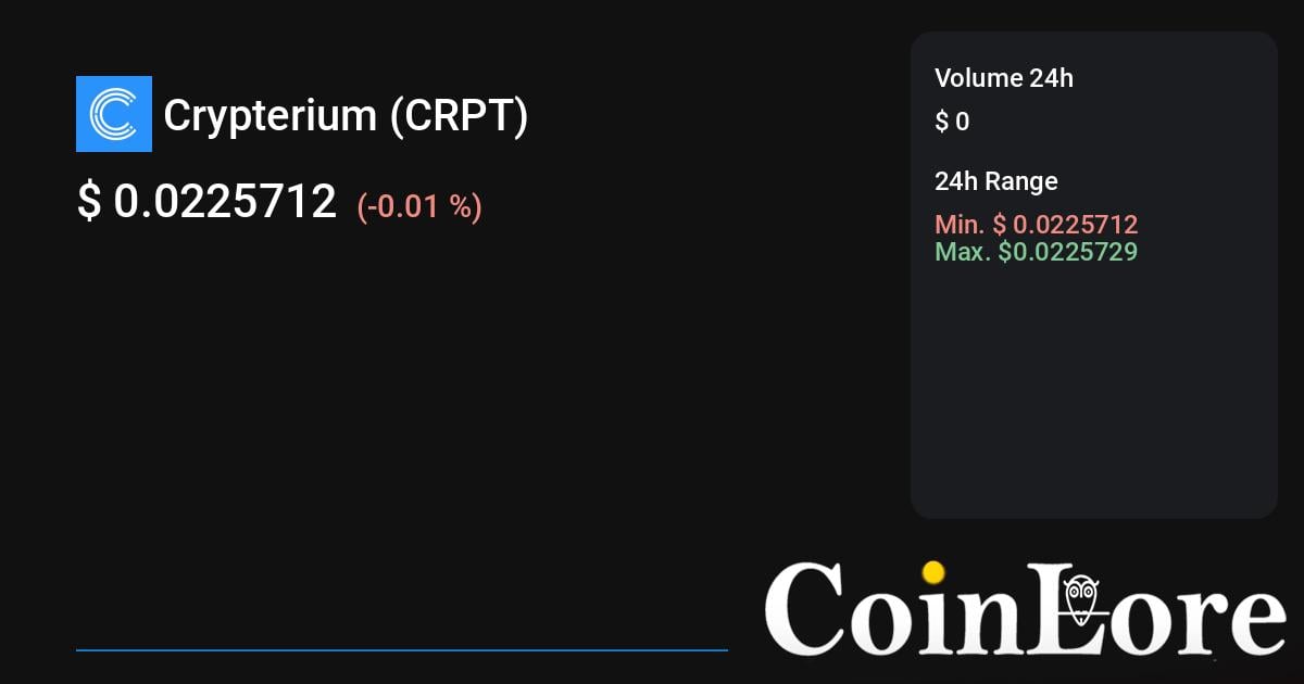 Crypterium Price, Chart, Market Cap, CRPT Coin Essentials | CoinLore