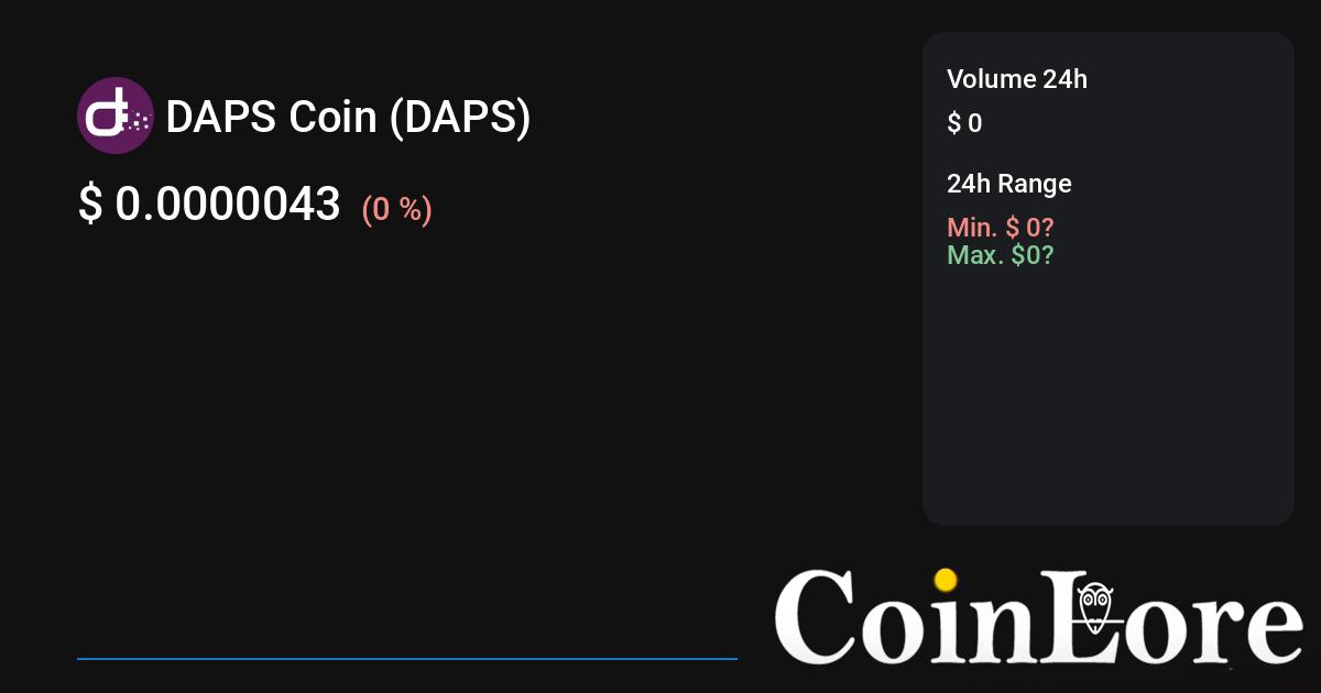 DAPS Coin Price, Chart, Market Cap, DAPS Coin Essentials | CoinLore
