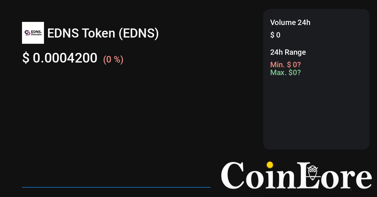 EDNS Token Preço, EDNS Criptomoeda Hoje e Cotação | CoinLore