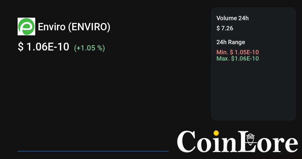 Enviro Price, Chart, Market Cap, ENVIRO Coin Essentials | CoinLore