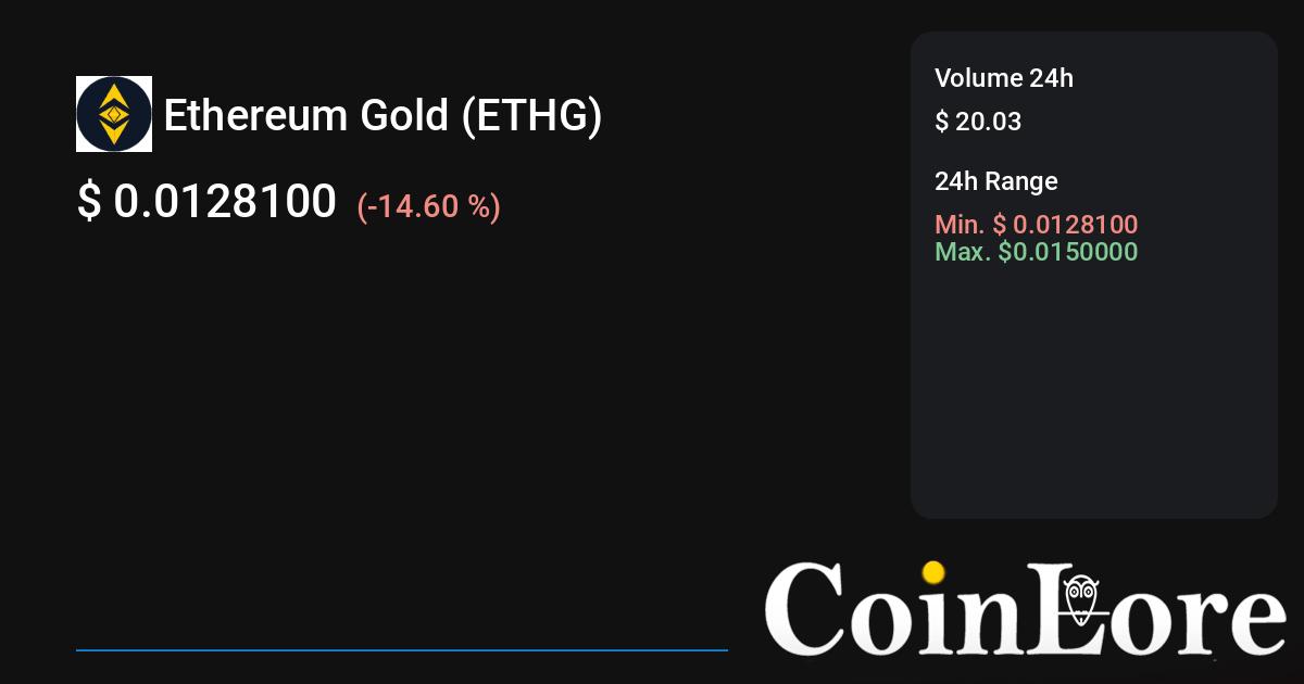 Ethereum Gold Price, Chart, Market Cap, ETHG Coin Essentials | CoinLore