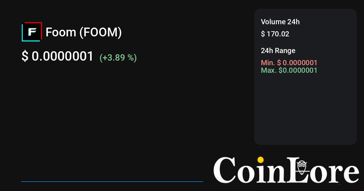 Foom Price, Chart, Market Cap, FOOM Coin Essentials | CoinLore