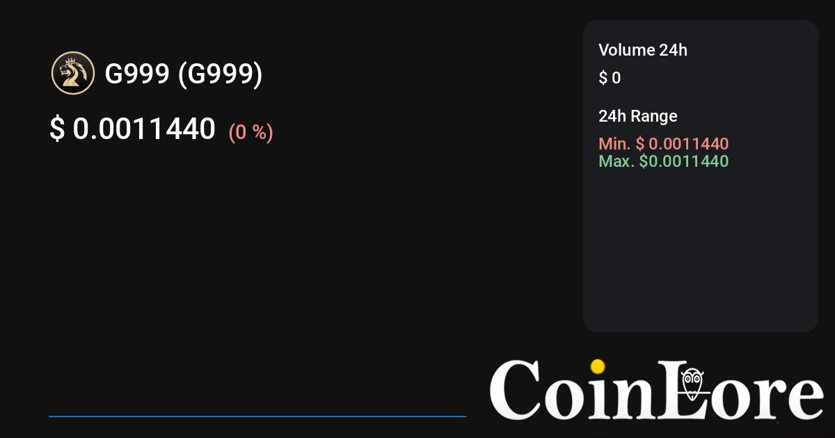 G999 Price, Chart, Market Cap, G999 Coin Essentials | CoinLore