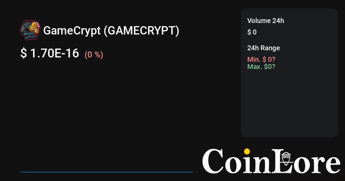 GameCrypt Price, Chart, Market Cap, GAMECRYPT Coin Essentials | CoinLore