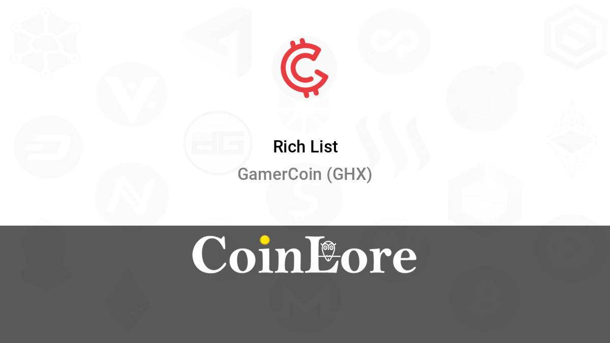 GamerCoin Rich List - Top 100 Addresses | CoinLore