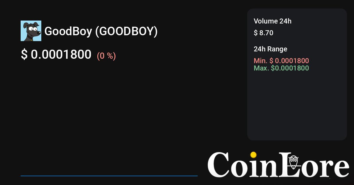GoodBoy Price, Chart, Market Cap, GOODBOY Coin Essentials | CoinLore
