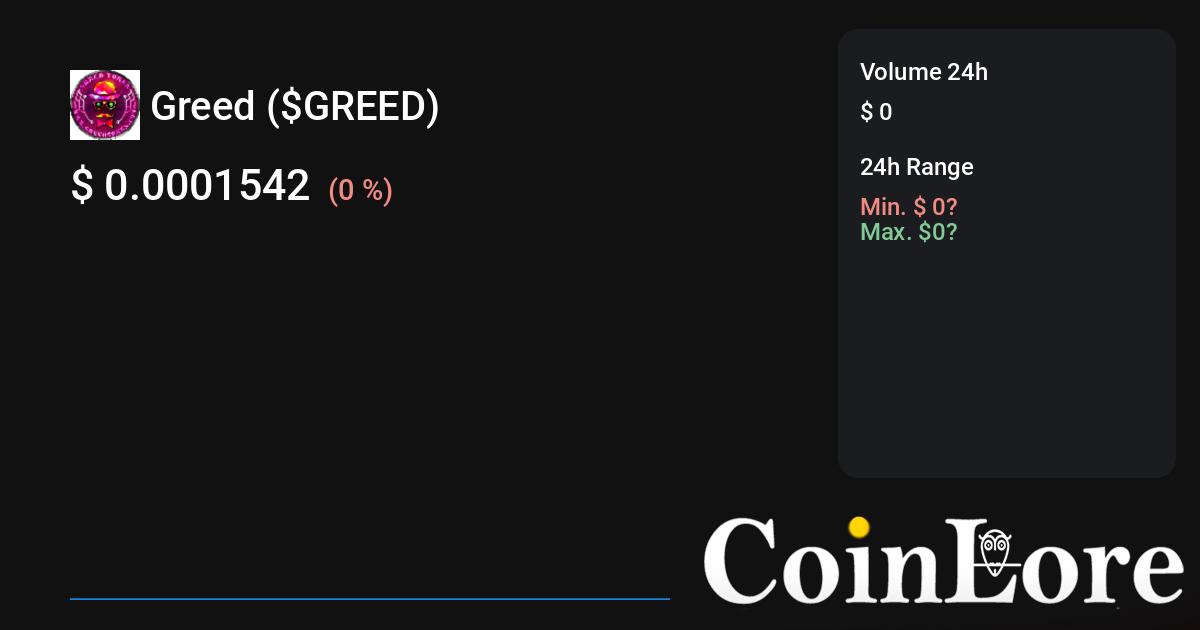 Greed Price, Chart, Market Cap, $GREED Coin Essentials | CoinLore