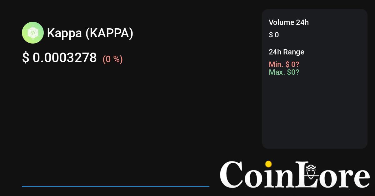 Kappa Price, Chart, Market Cap, KAPPA Coin Essentials | CoinLore