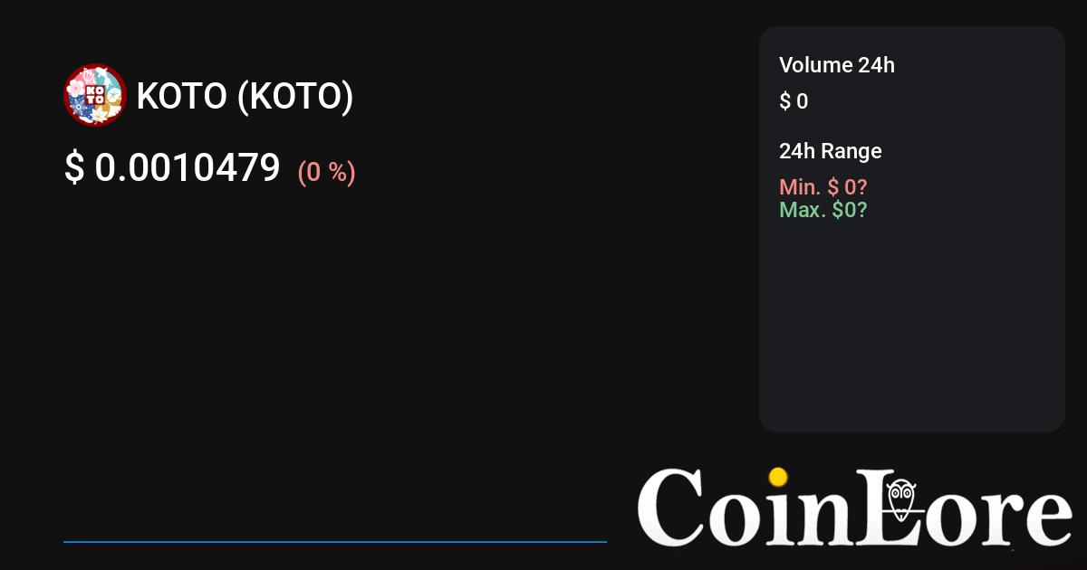 Koto Price, Chart, Market Cap, KOTO Coin Essentials | CoinLore