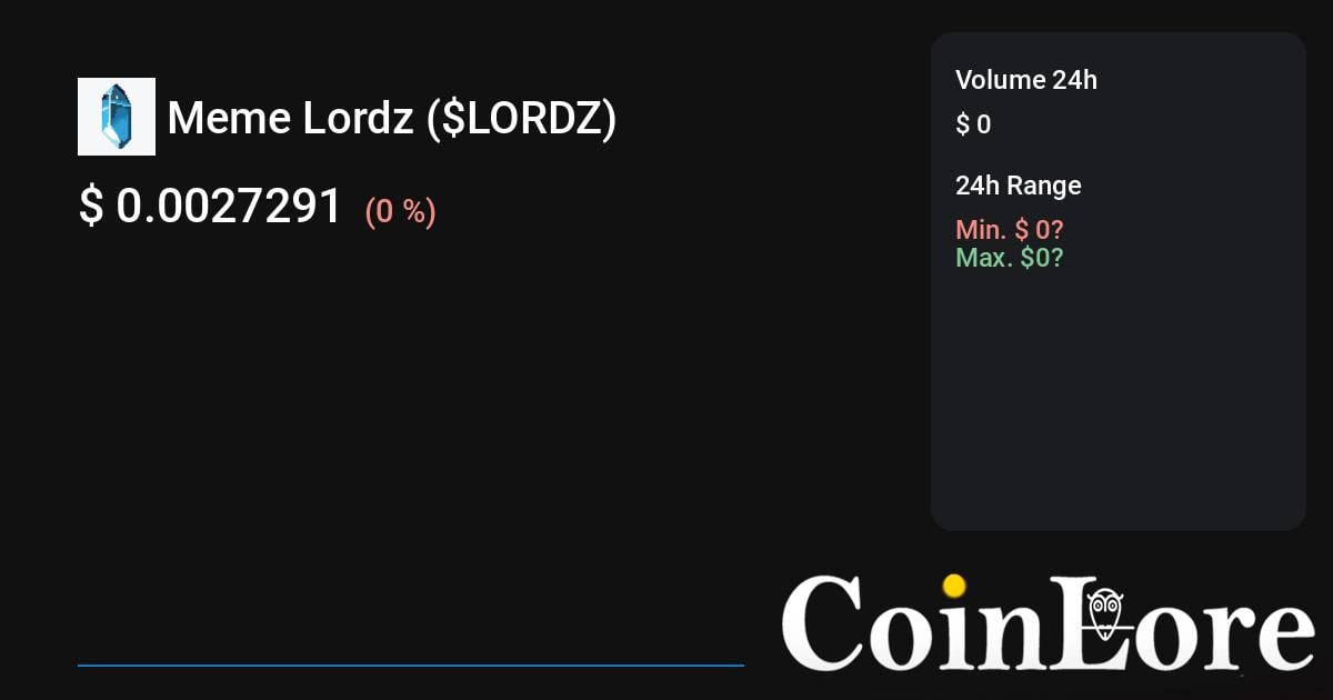 Meme Lordz Price, Chart, Market Cap, $LORDZ Coin Essentials | CoinLore