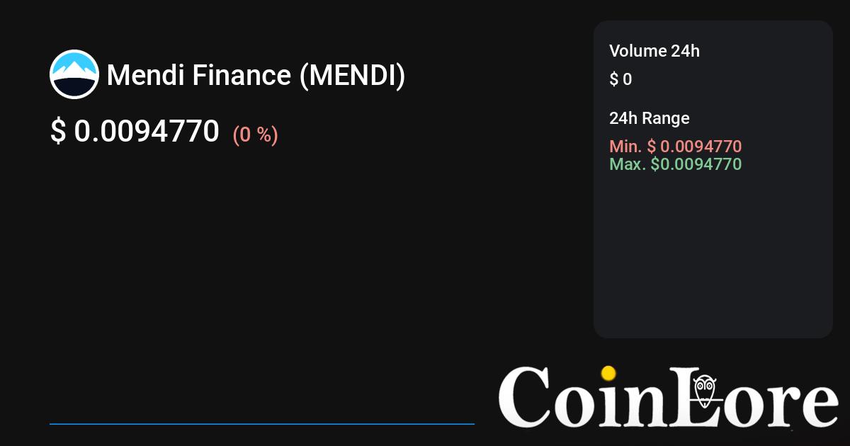 Mendi Finance Price, Chart, Market Cap, MENDI Coin Essentials | CoinLore