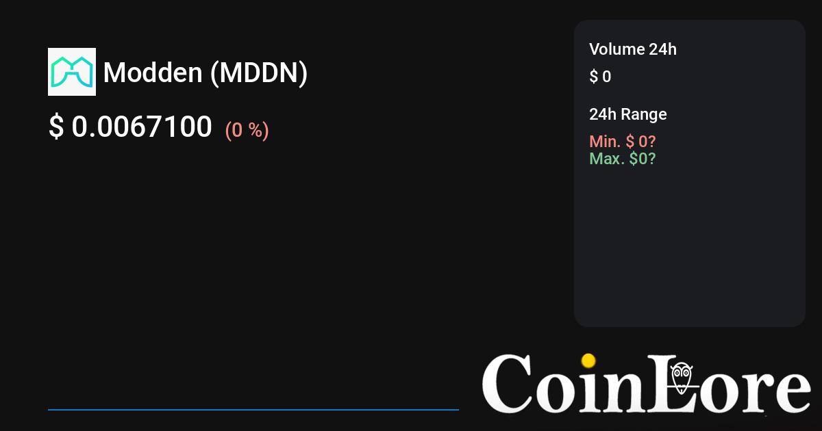 Modden Price, Chart, Market Cap, MDDN Coin Essentials | CoinLore