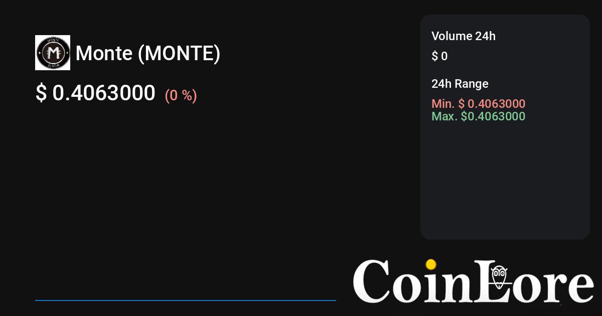 Monte Price, Chart, Market Cap, MONTE Coin Essentials | CoinLore