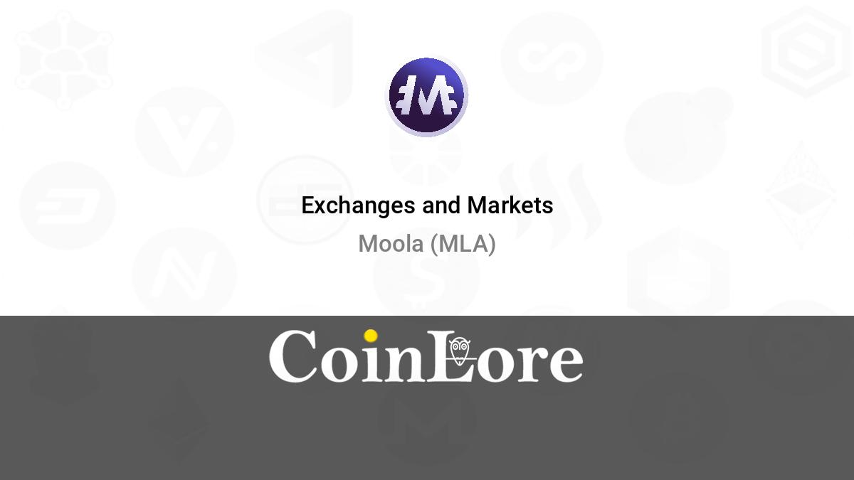 Moola (MLA) Exchanges - Where to Buy,Sell,Trade | CoinLore