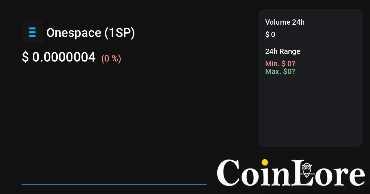 Onespace Price, Chart, Market Cap, 1SP Coin Essentials | CoinLore