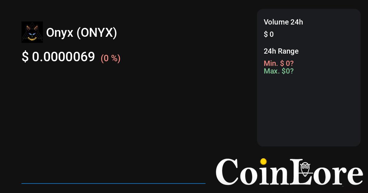 Onyx Price, Chart, Market Cap, ONYX Coin Essentials | CoinLore