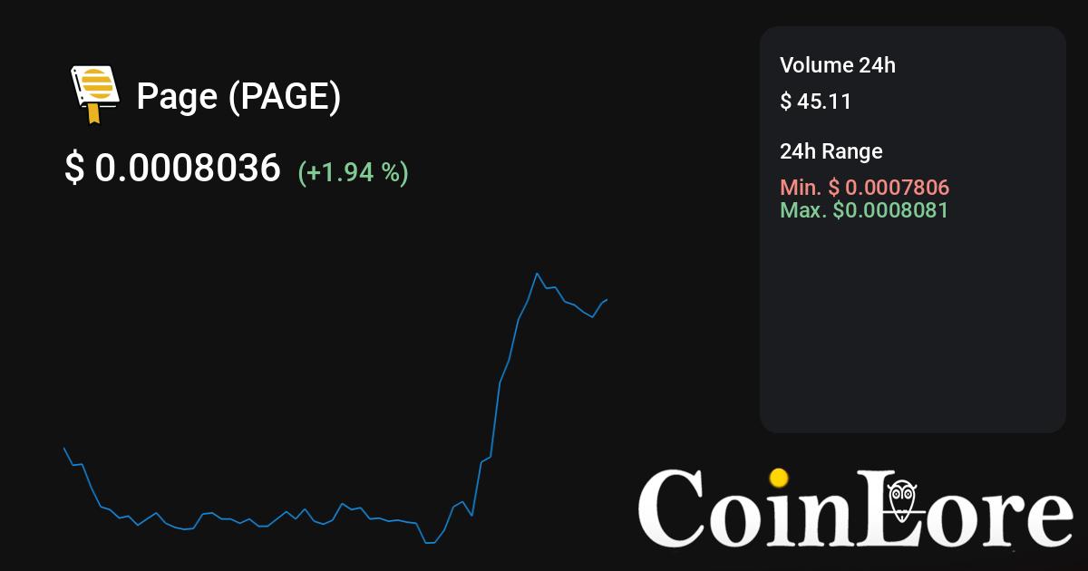 Page Price, Chart, Market Cap, PAGE Coin Essentials | CoinLore