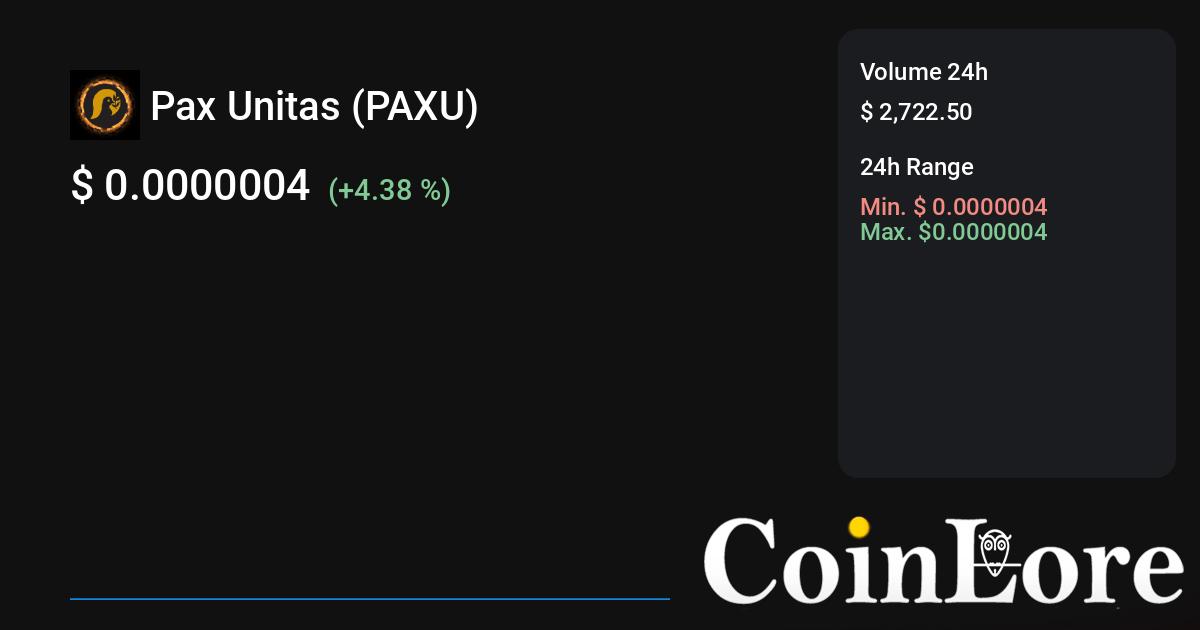 Pax Unitas Price, Chart, Market Cap, PAXU Coin Essentials | CoinLore