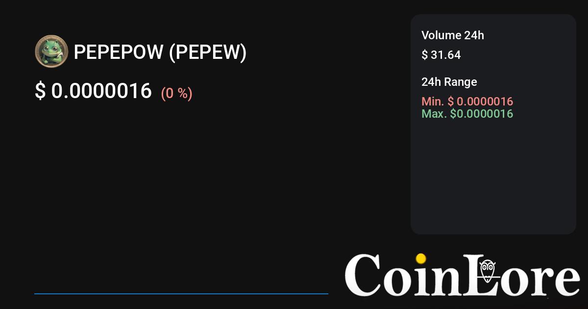 PEPEPOW Price, Chart, Market Cap, PEPEW Coin Essentials | CoinLore