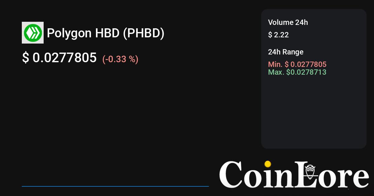 Polygon HBD Price, Chart, Market Cap, PHBD Coin Essentials | CoinLore
