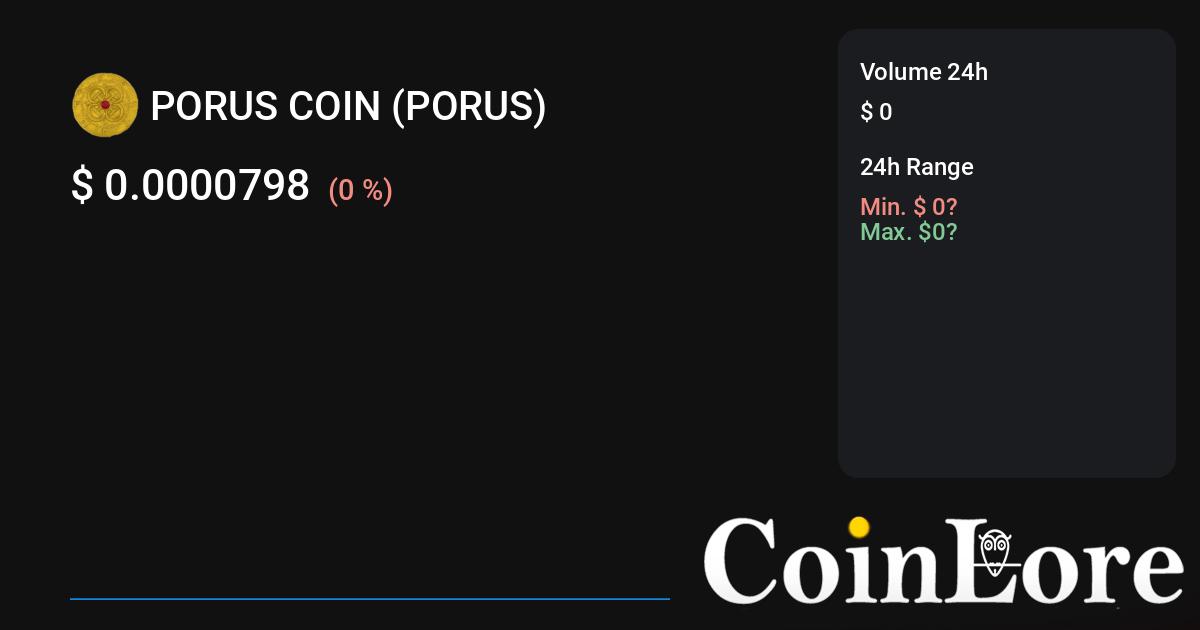 PORUS COIN Price, Chart, Market Cap, PORUS Coin Essentials | CoinLore