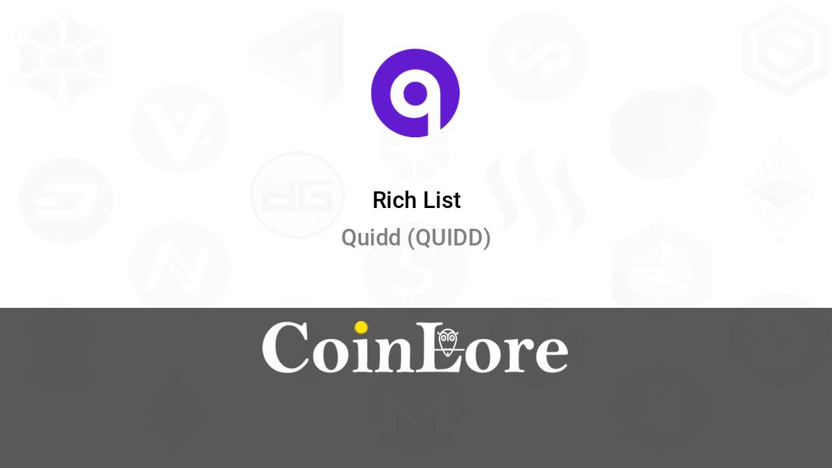Quidd Rich List - Top 100 Addresses | CoinLore