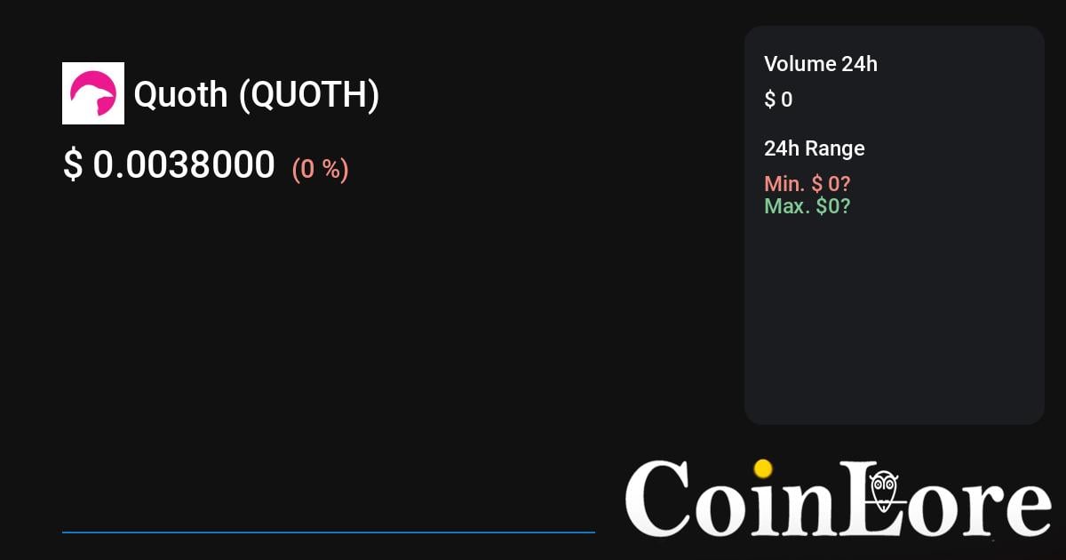 Quoth Price, Chart, Market Cap, QUOTH Coin Essentials | CoinLore