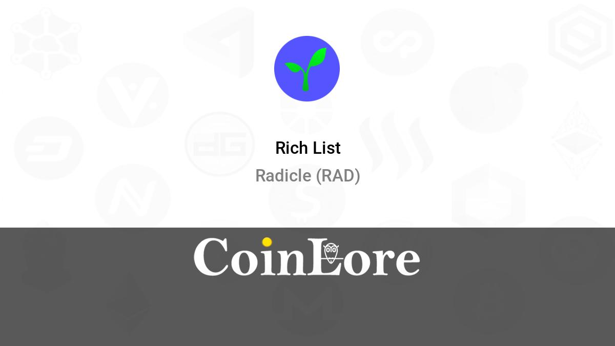 Radicle Rich List - Top 100 Addresses | CoinLore