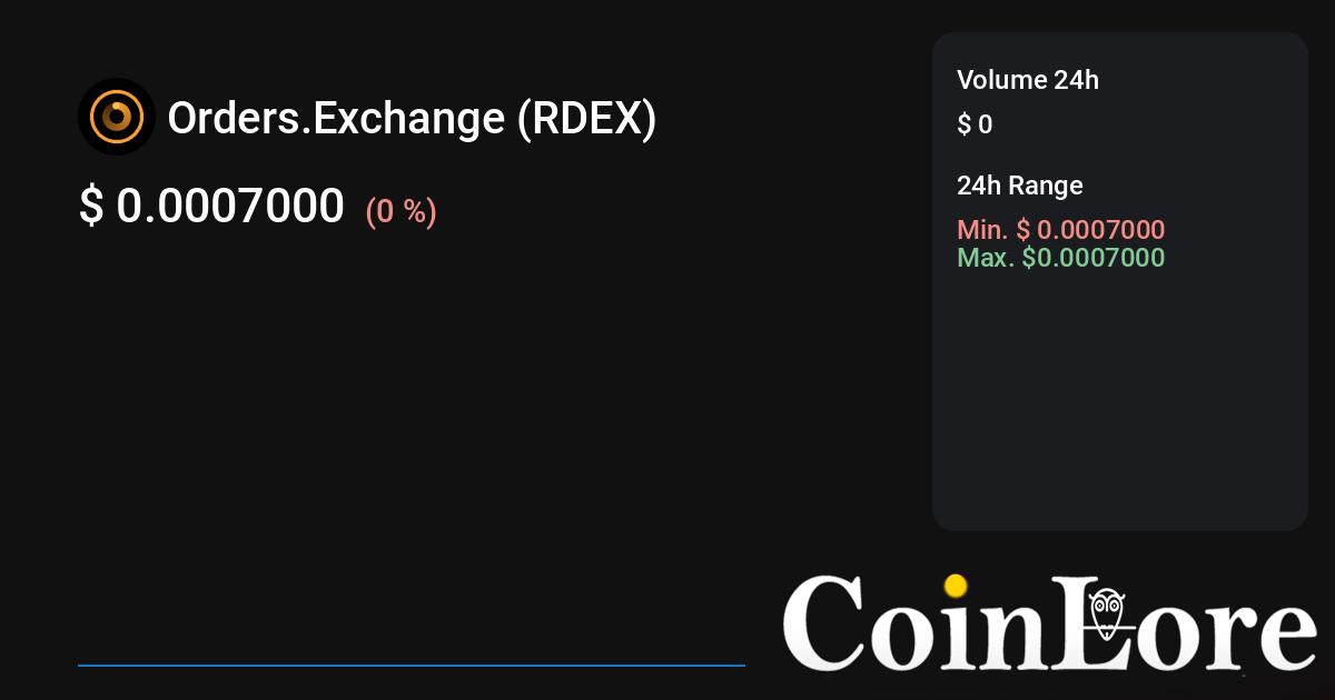 Orders.Exchange Price, Chart, Market Cap, RDEX Coin Essentials | CoinLore