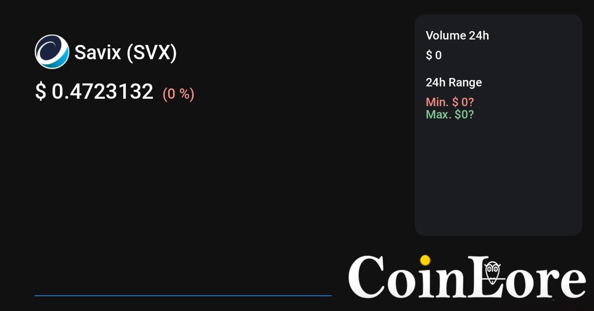 Savix Price, Chart, Market Cap, SVX Coin Essentials | CoinLore