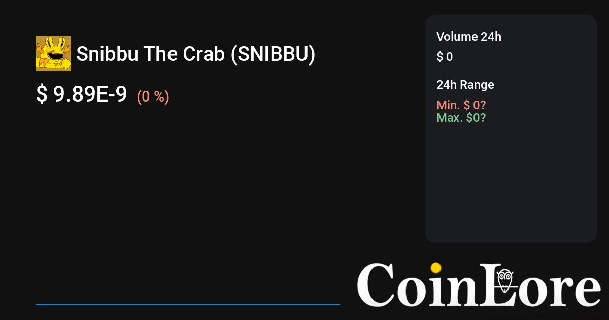 Snibbu The Crab Price, Chart, Market Cap, SNIBBU Coin Essentials | CoinLore