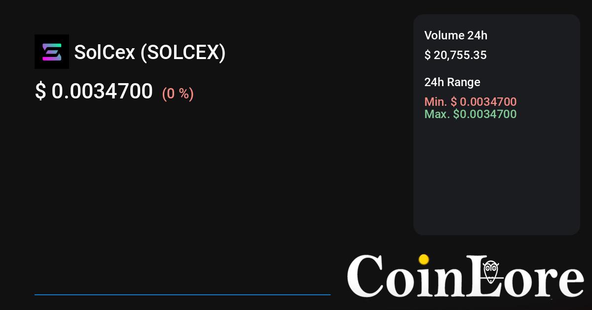SolCex Price, Chart, Market Cap, SOLCEX Coin Essentials | CoinLore