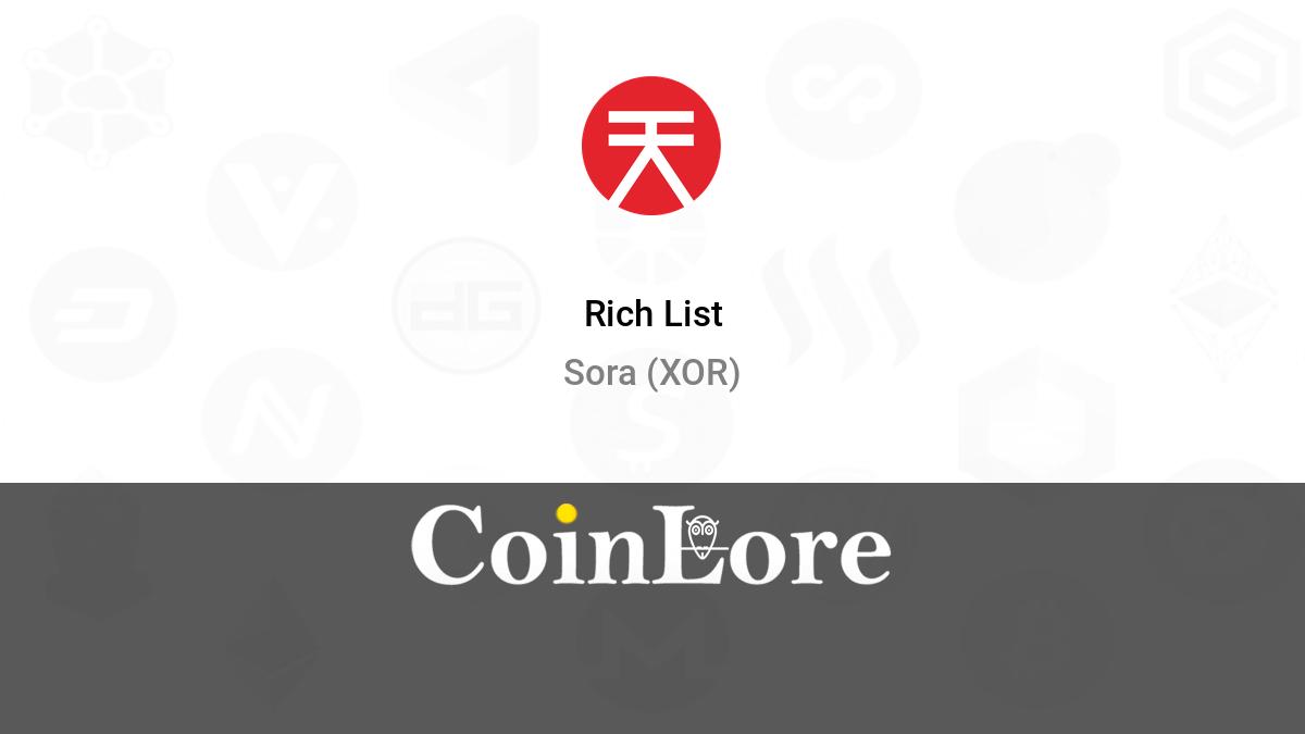 Sora Rich List - Top 100 Addresses | CoinLore